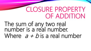 Properties of real numbers | PPTX