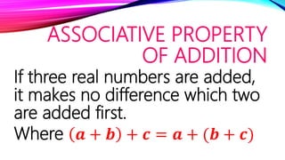 Properties of real numbers | PPTX