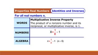 Properties of Real Numbers - Pre - Algebra | PPTX