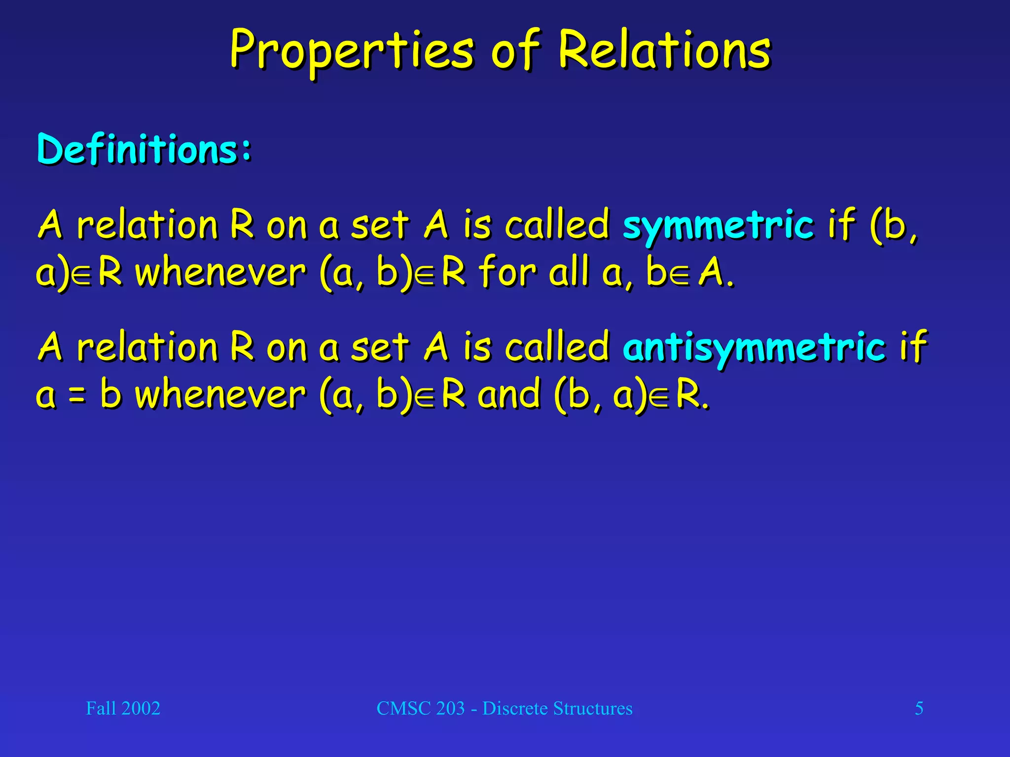 Properties of relations | PPT