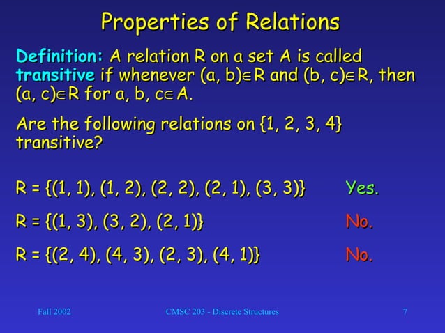 Properties of relations | PPT