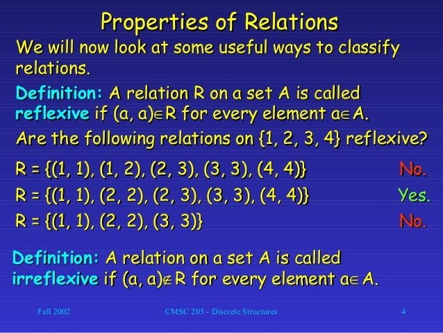 Properties of relations