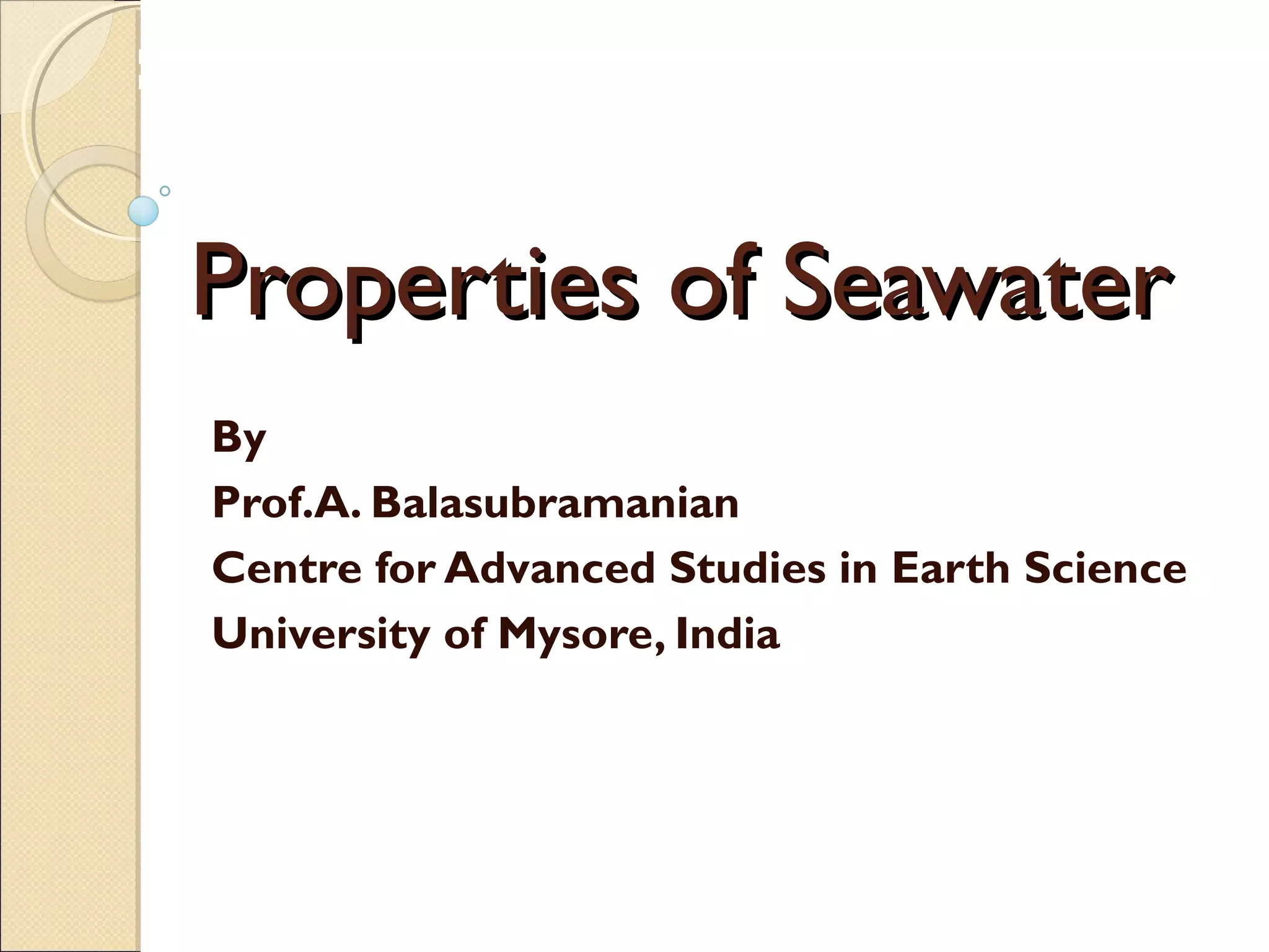 Properties of sea water | PPT