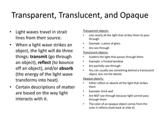 Properties of Visible Light | PPTX
