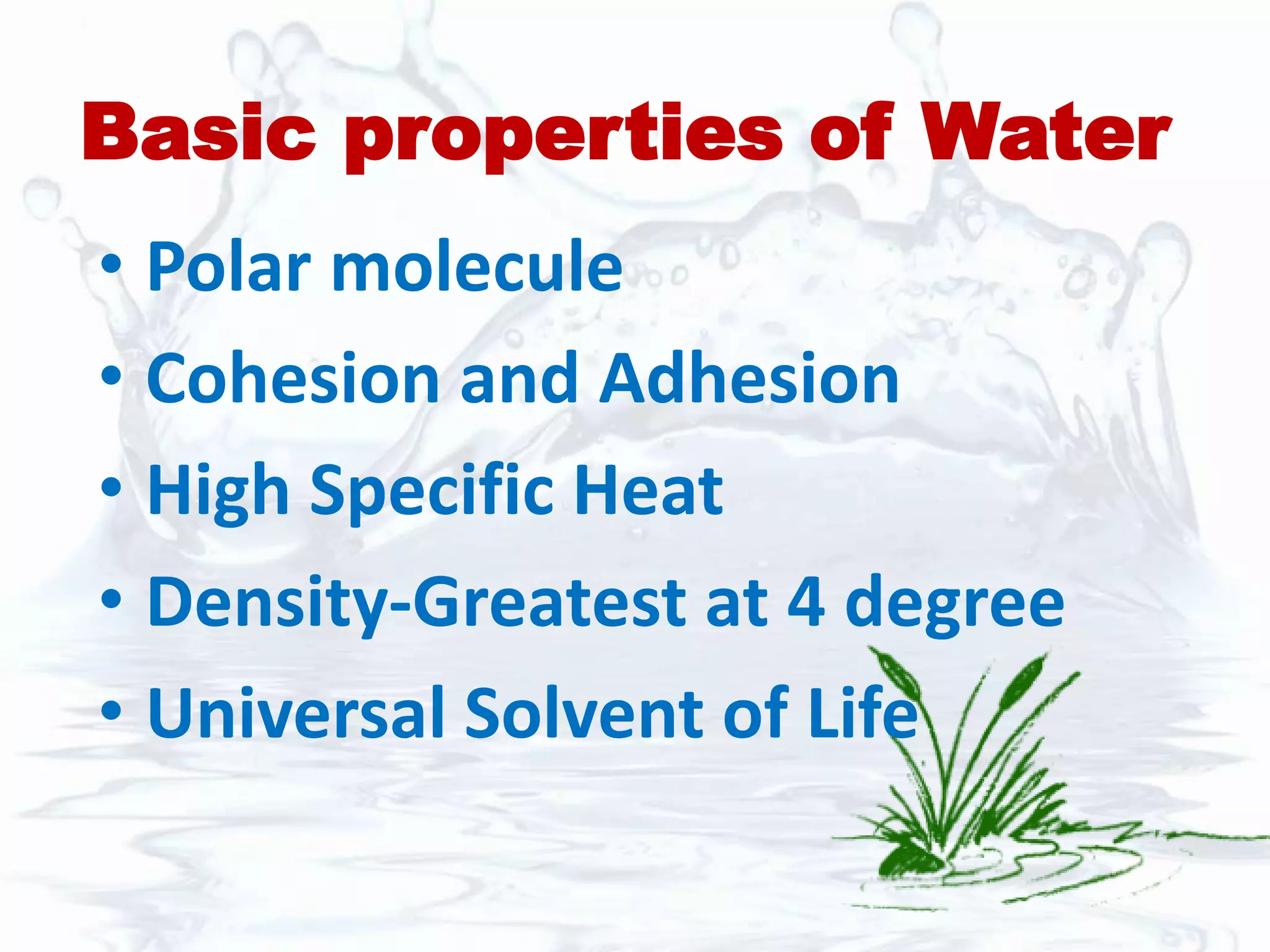 Properties of water and its global distribution | PPTX