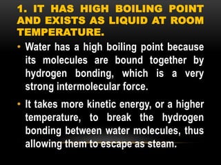 Properties of Water (Molecular Structure and Intermolecular pre ...