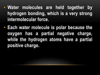 Properties of Water (Molecular Structure and Intermolecular pre ...