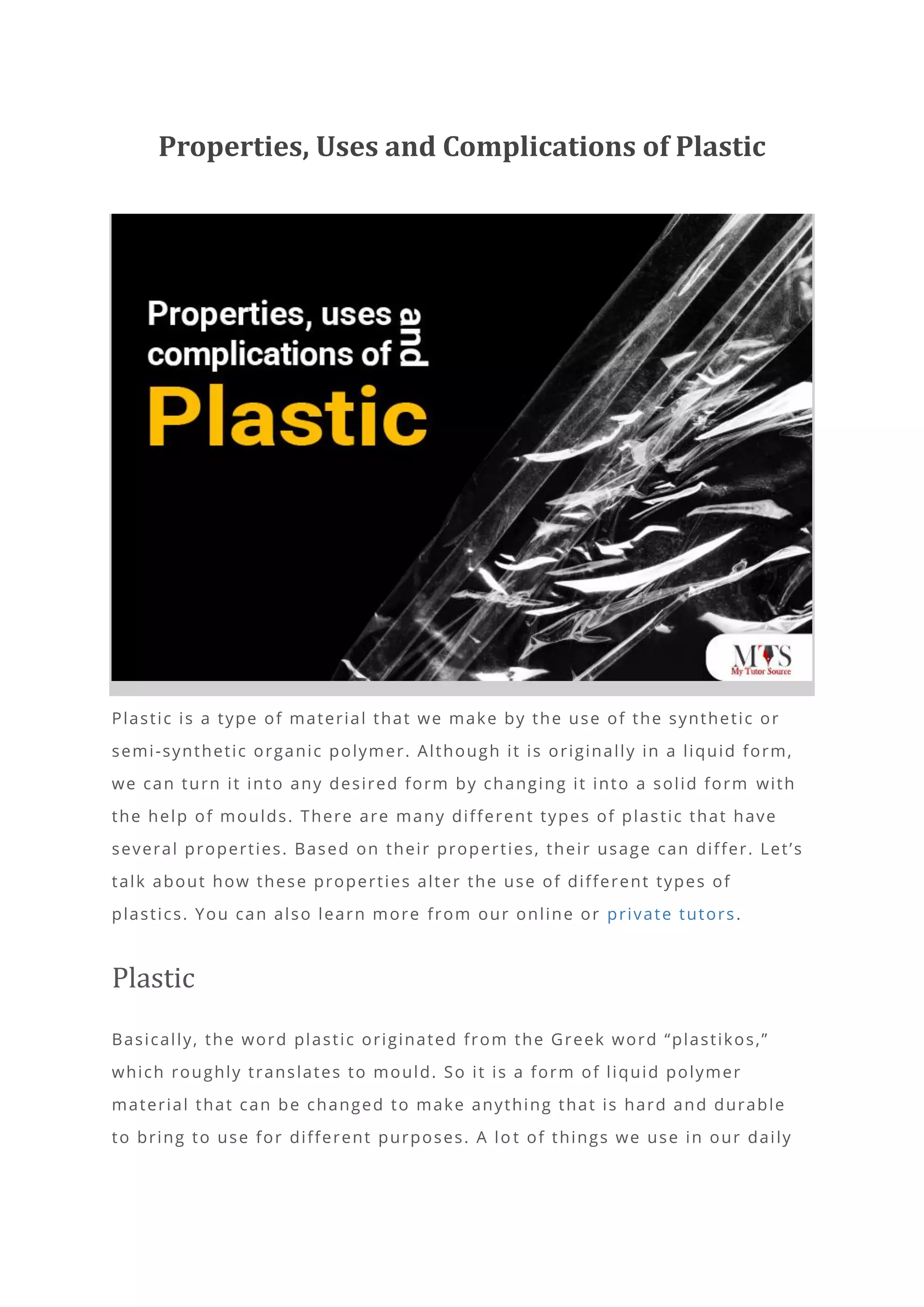 Properties Uses and Complications of Plastic .pdf