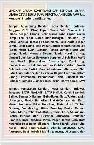 Percetakan kendari advertising kendari Wa.082164715377 buat kanopi, pagar, pintu, besi, teralis ...