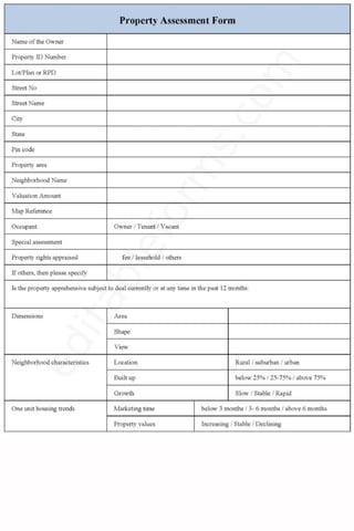 Property Assessment Fillable PDF Template | PDF