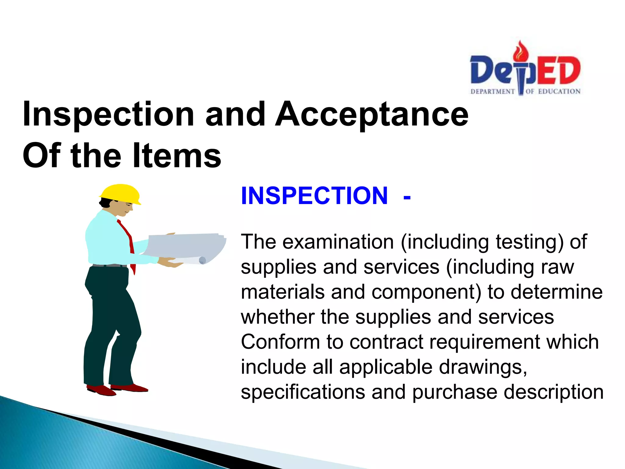 Procedures on Acceptance, Inspection and Recording of Deliveries | PPTX