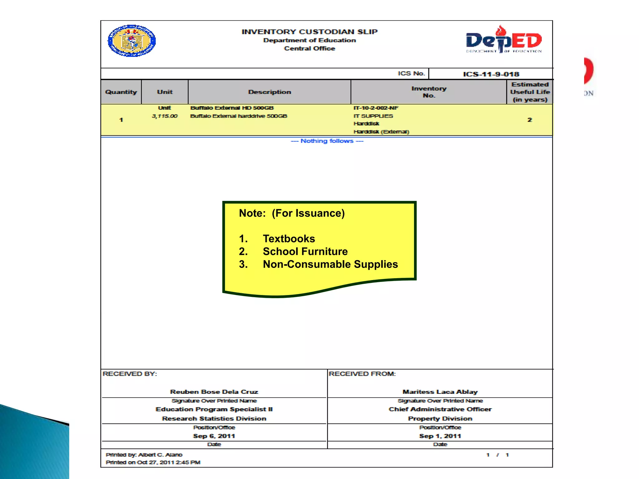 Procedures on Acceptance, Inspection and Recording of Deliveries | PPTX