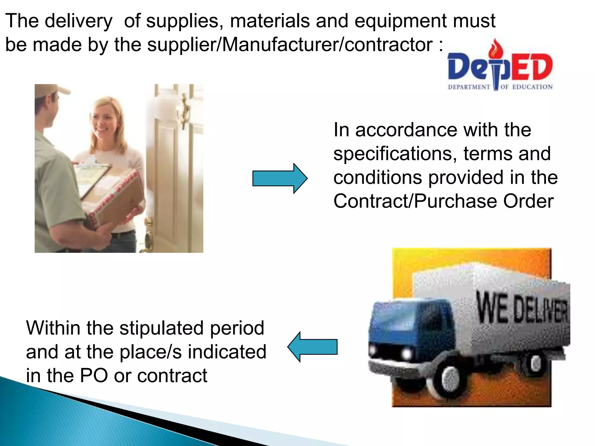 Procedures on Acceptance, Inspection and Recording of Deliveries | PPTX
