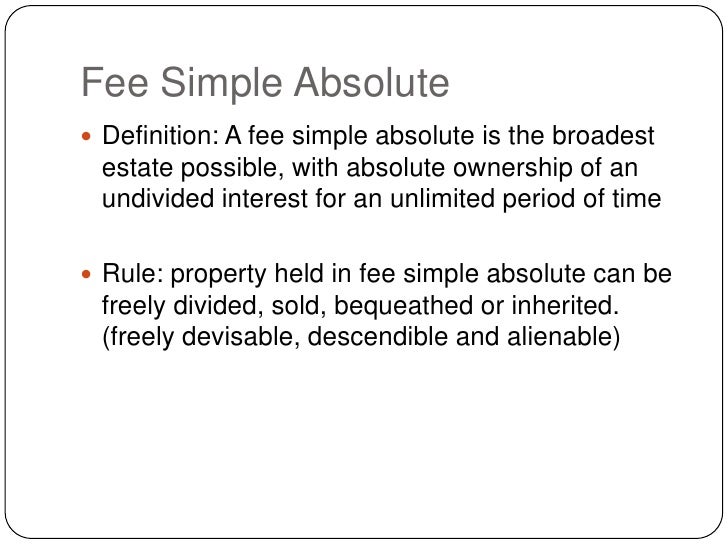 Examples of fee simple absolute - ptuigo