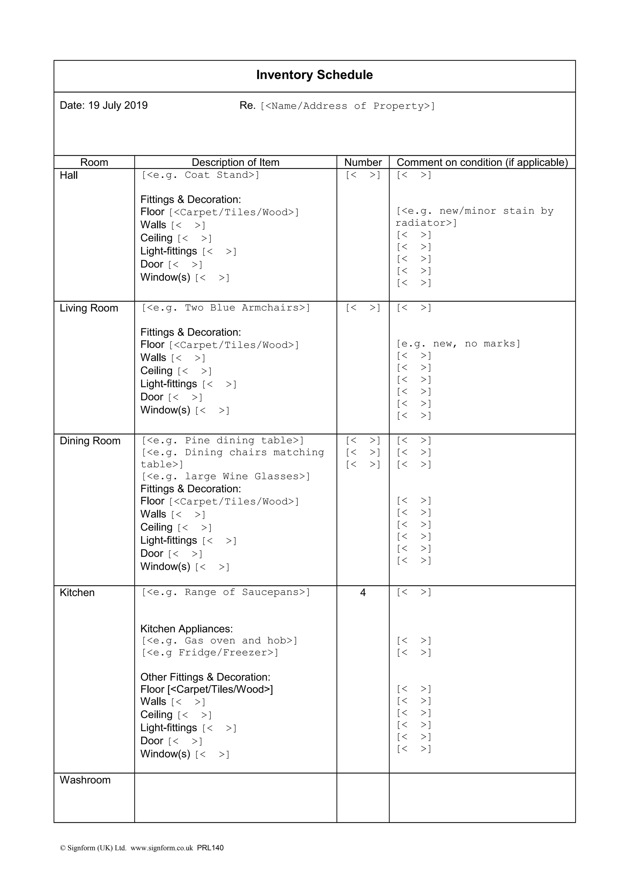 Property letting inventory checklist | DOC | Interior Decorating | Home ...