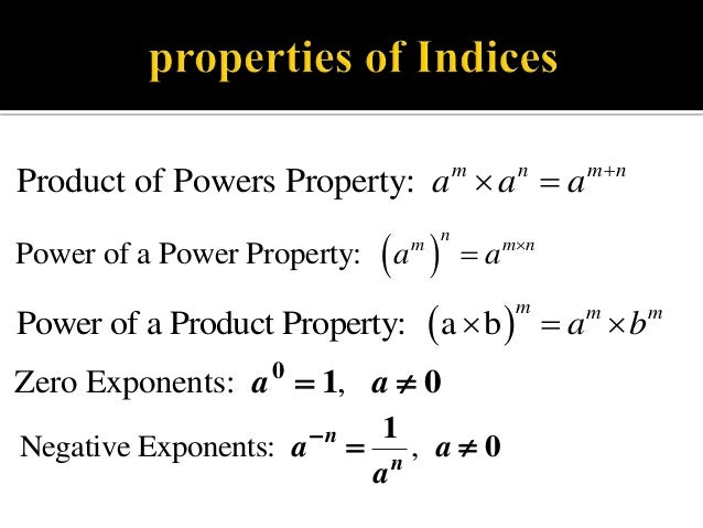 Property of indices