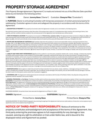 Property Storage Agreement – Legal Record in the Bass v. Venture ...