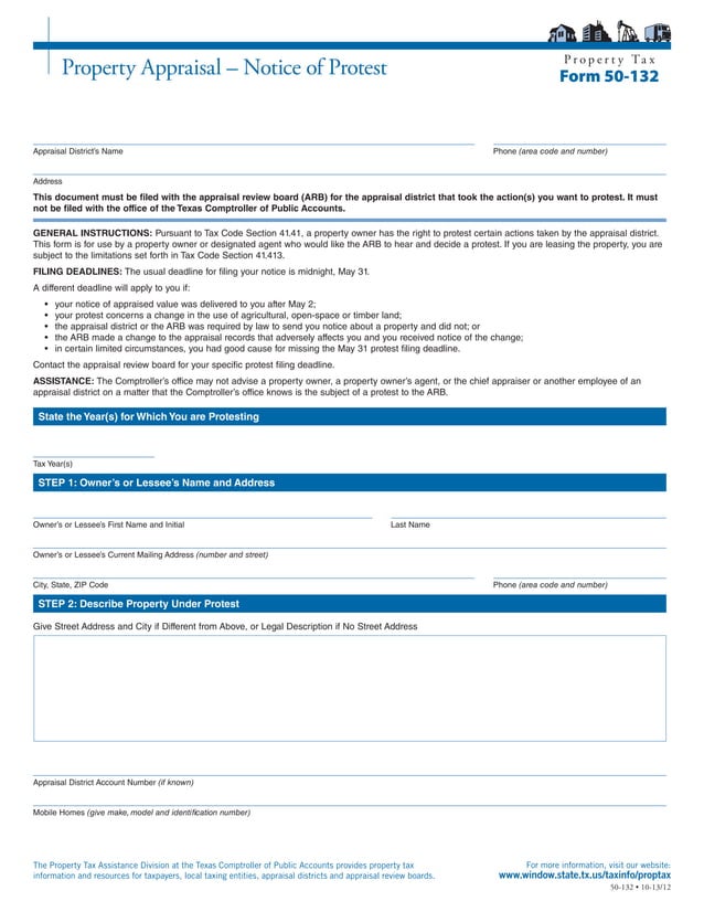 Property tax appraisal protest form | PDF | Real Estate Buying and ...