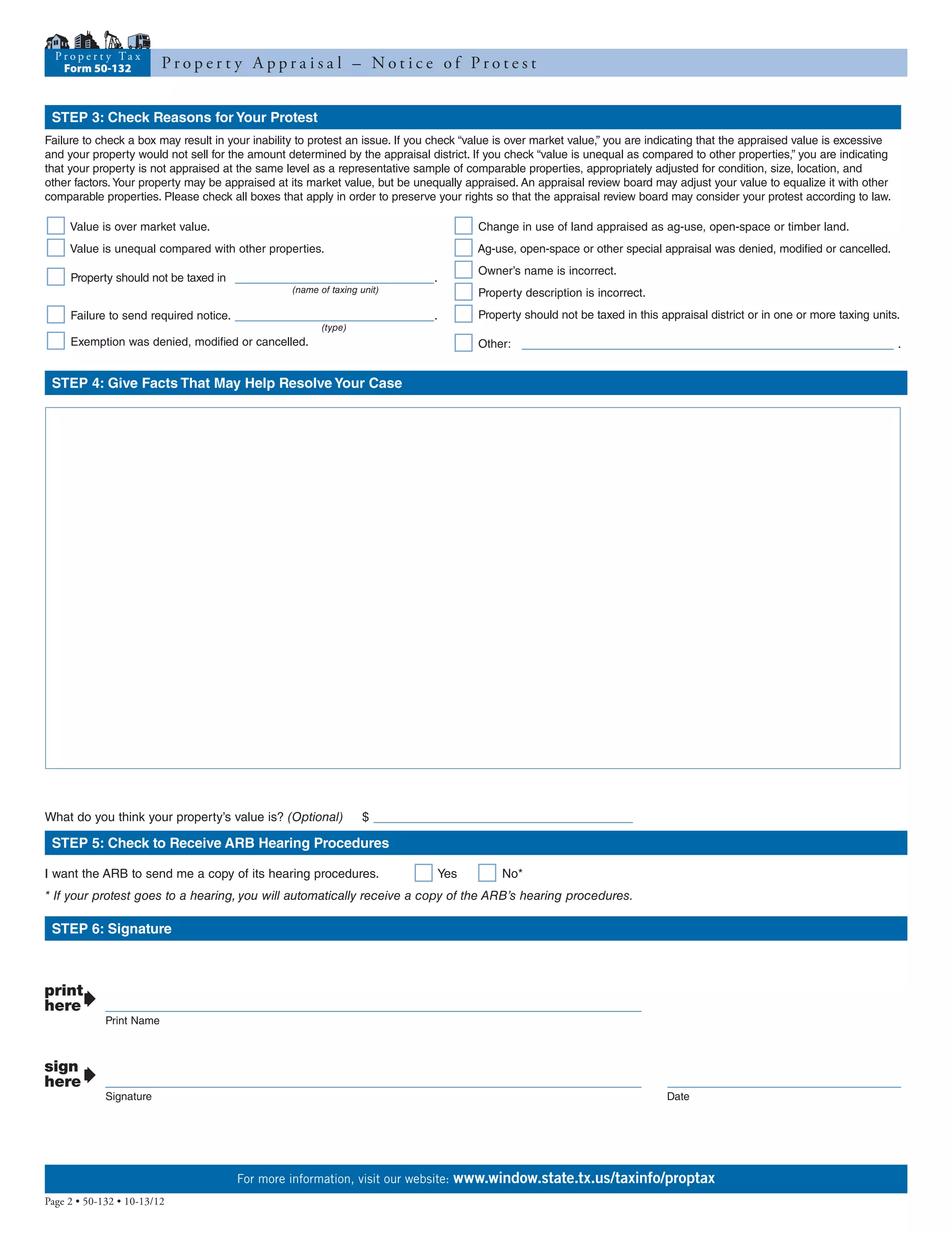 Property tax appraisal protest form | PDF