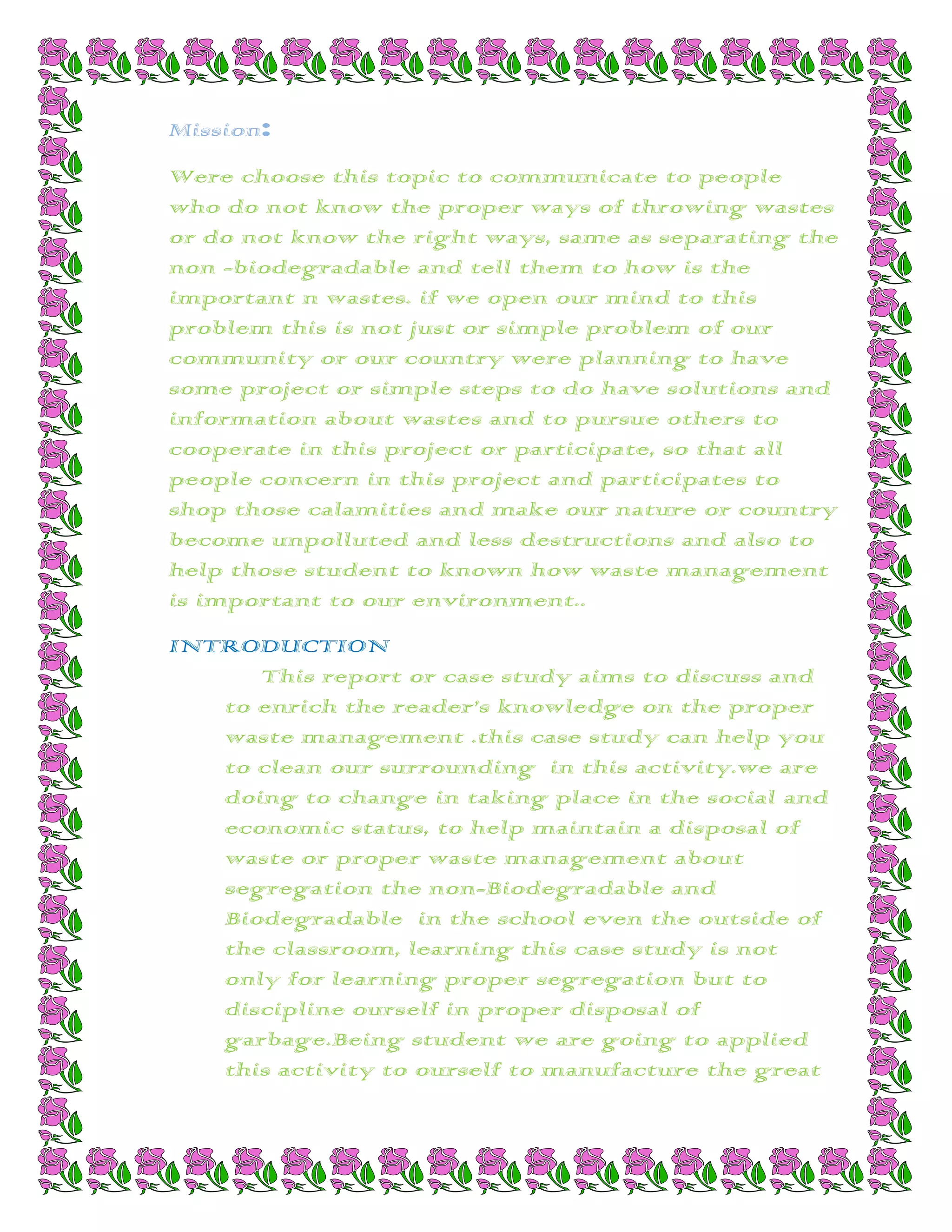 Proper waste disposal | DOCX