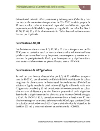 Propiedades funcionales proteínas de huevo codorniz | PDF