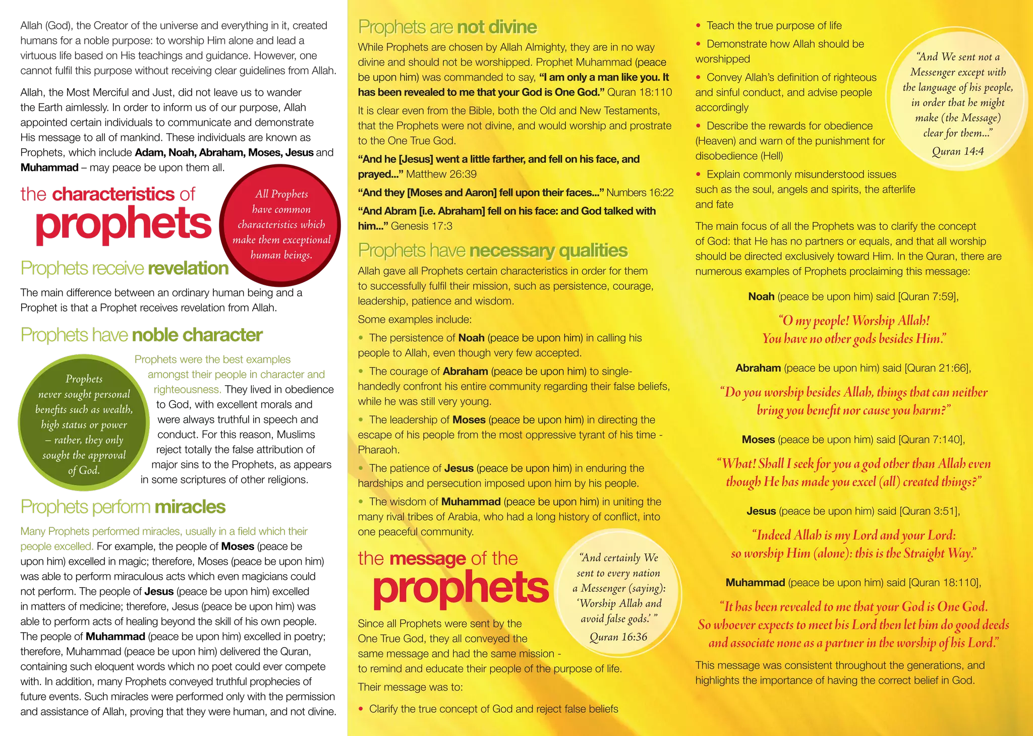 Prophethood in Islam (pamphlet ) | PDF