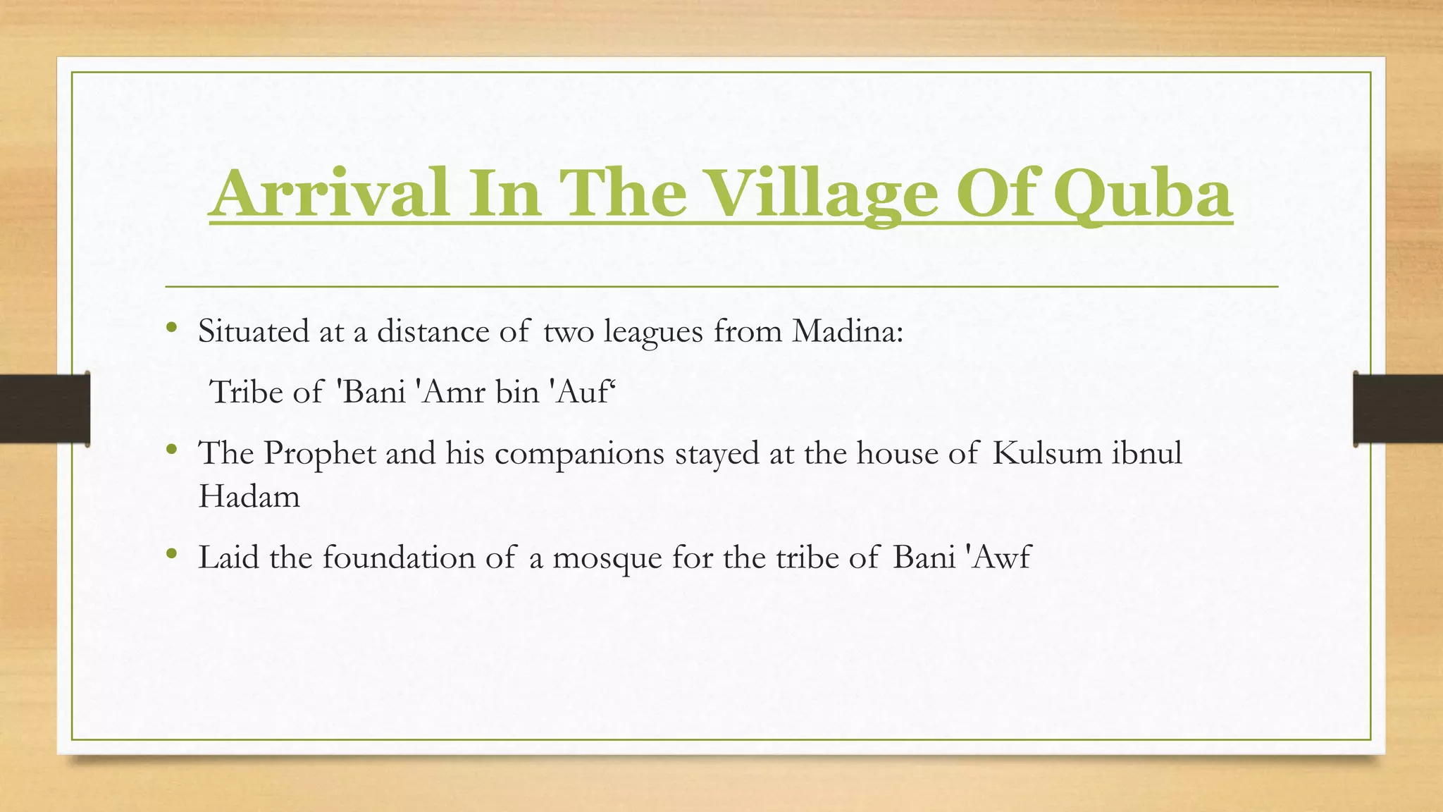 Prophetic history : Hijrah | PPTX