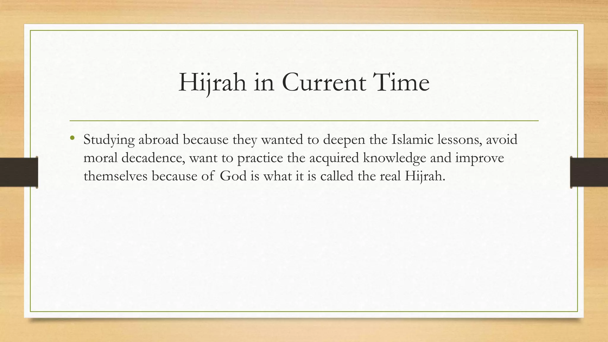 Prophetic history : Hijrah | PPTX