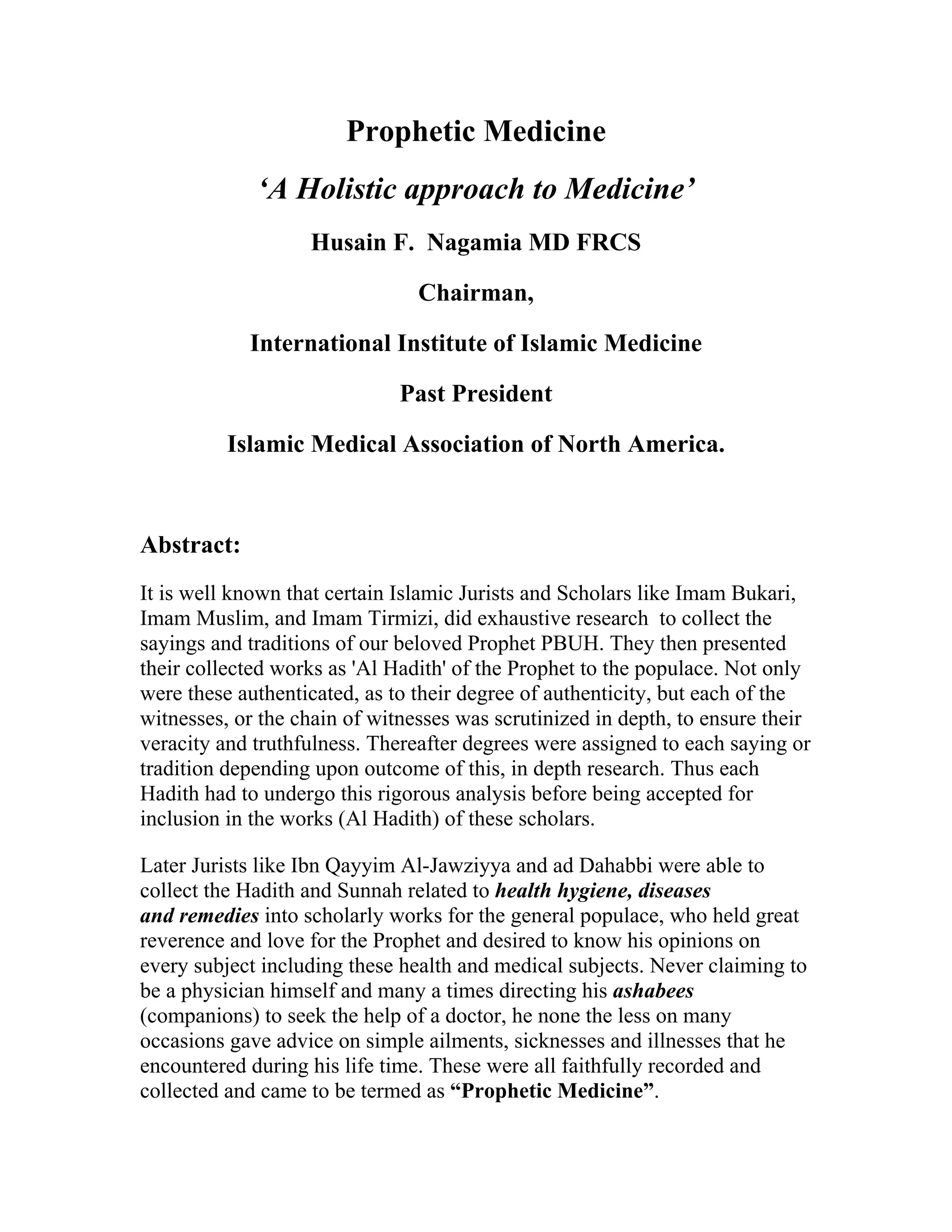 Prophetic medicine final | PDF