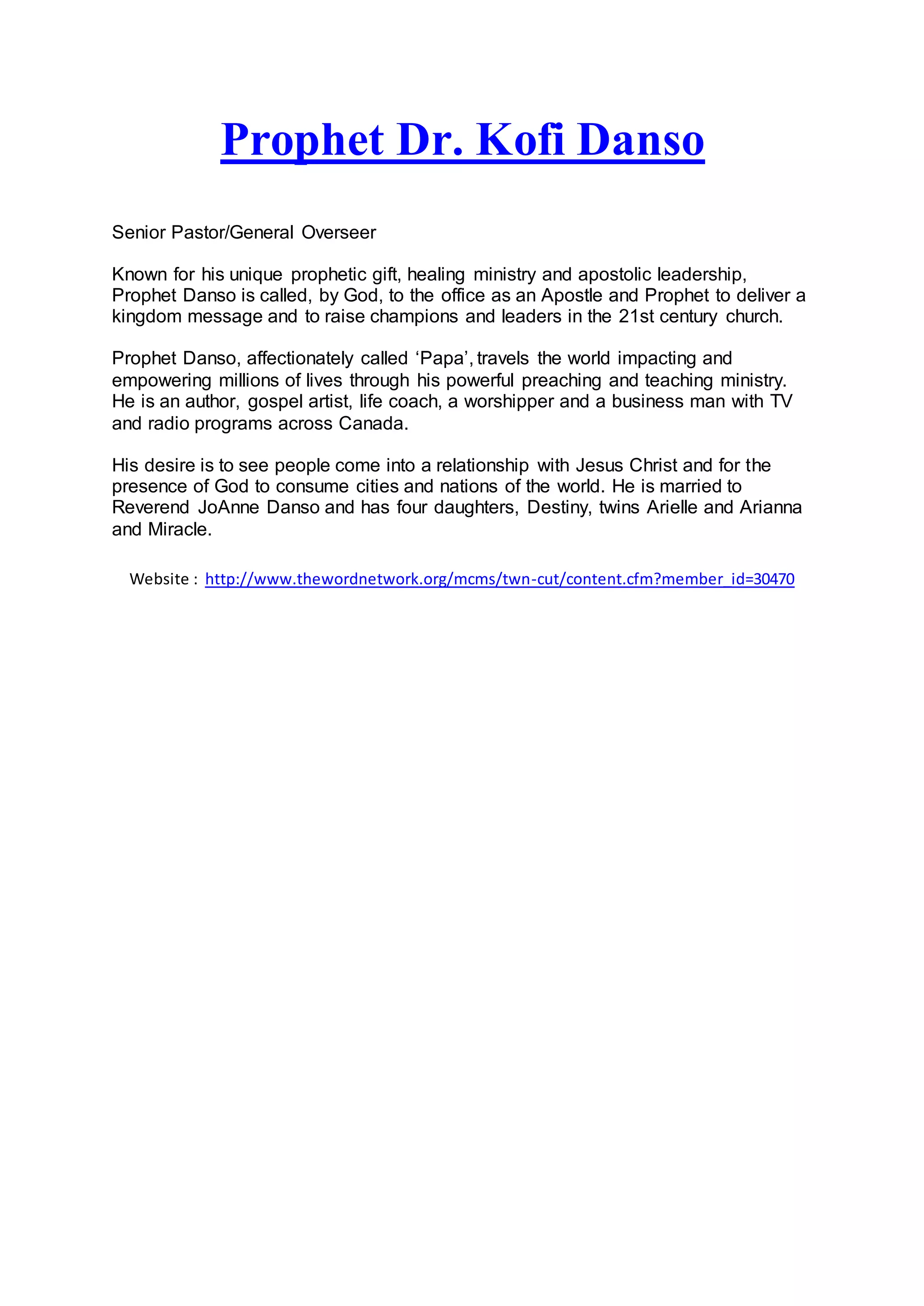 Prophet kofi danso | DOCX