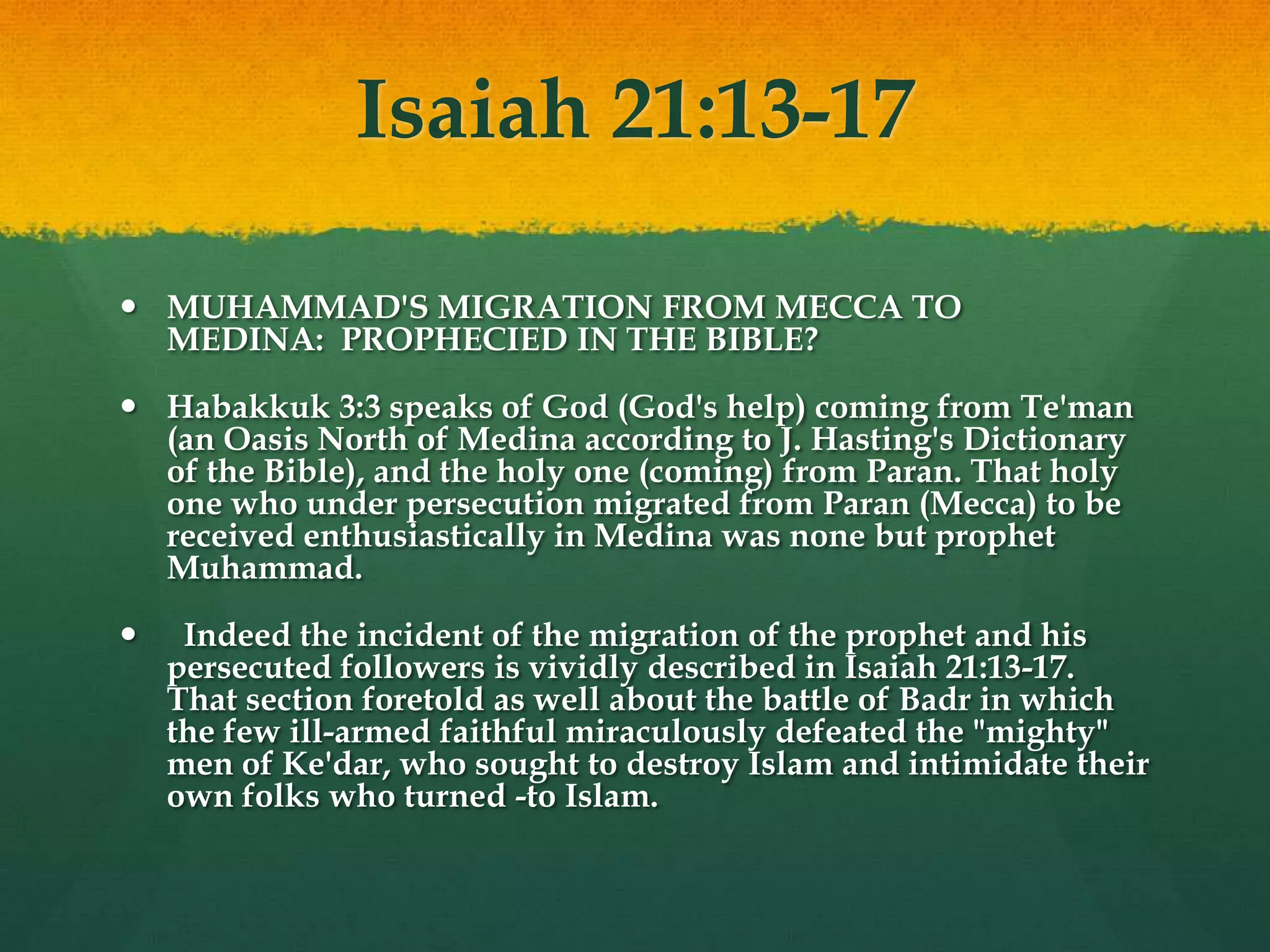 Prophet muhammad in the bible by rachidm | PPTX