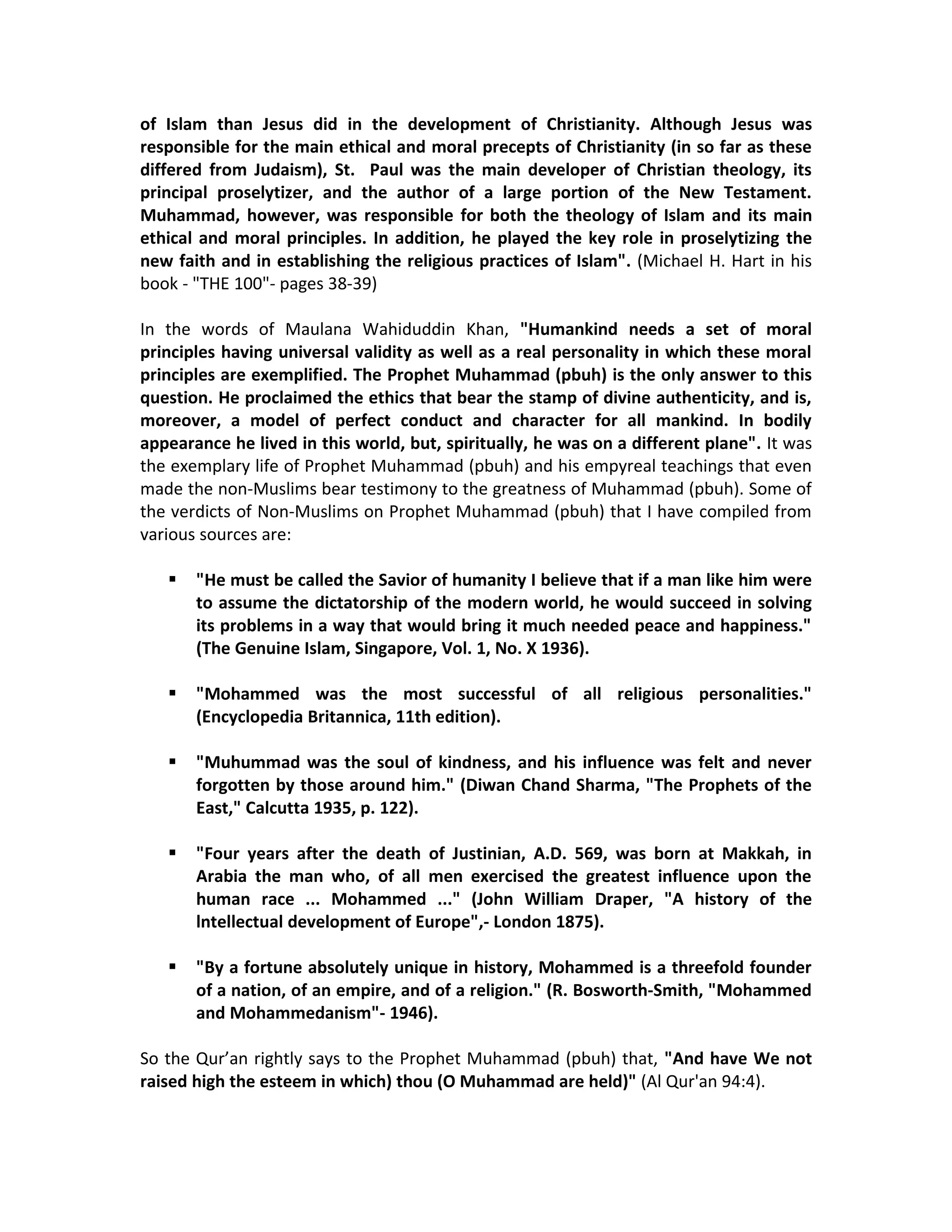 Prophet Muhammad - The Ideal Character | DOC | Christianity | Religion ...