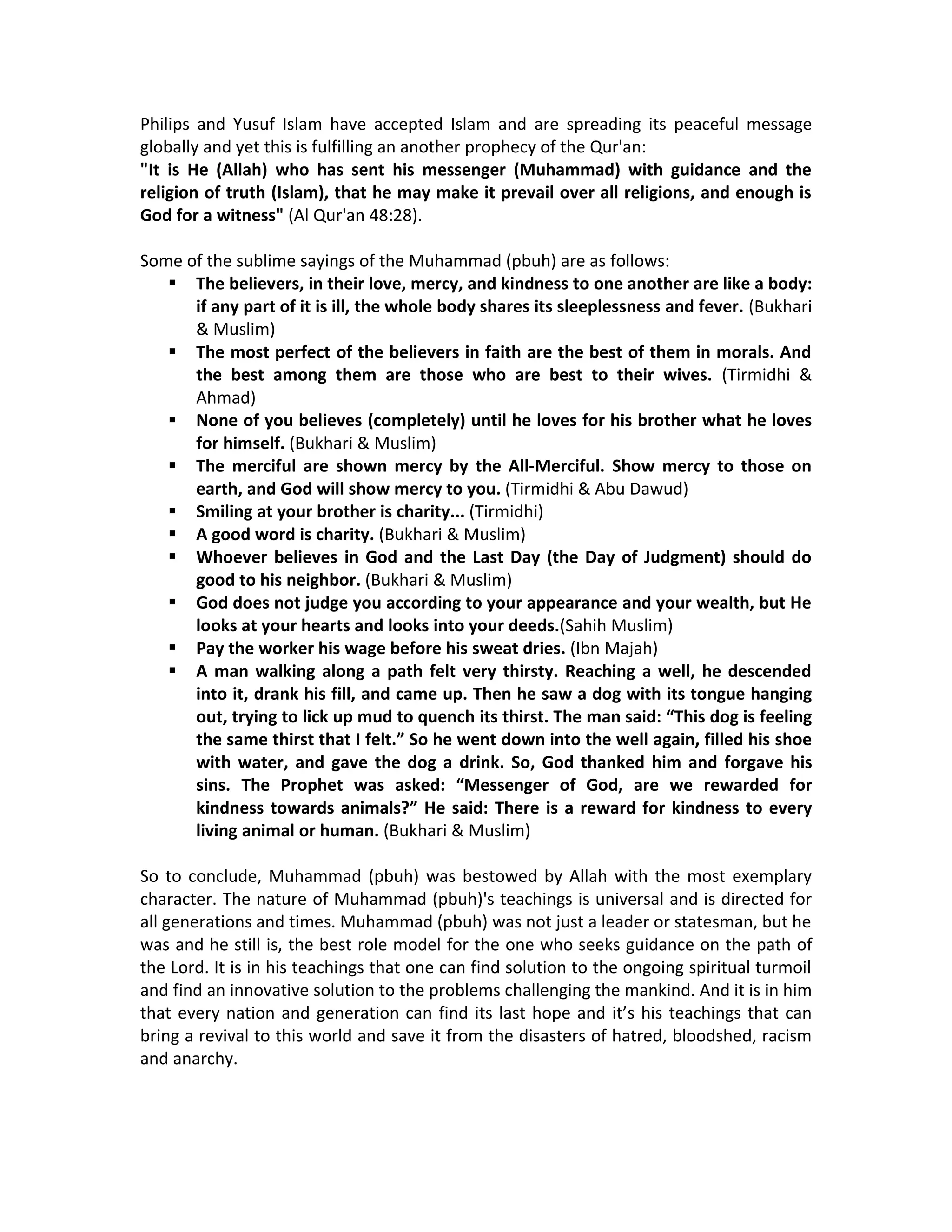 Prophet Muhammad - The Ideal Character | DOC | Christianity | Religion ...