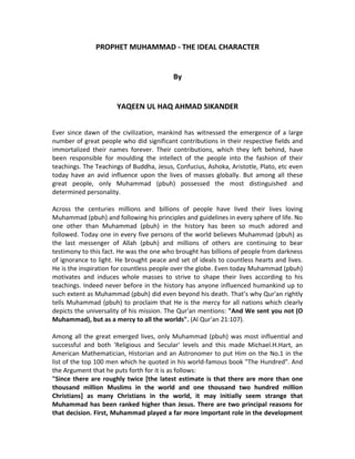 Prophet Muhammad - The Ideal Character | DOC | Christianity | Religion ...