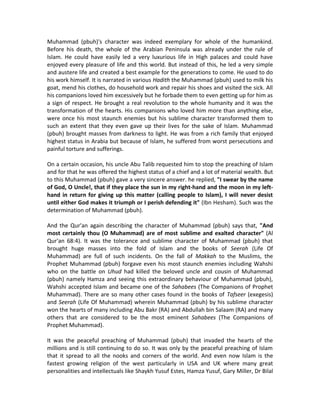 Prophet Muhammad - The Ideal Character | DOC | Christianity | Religion ...