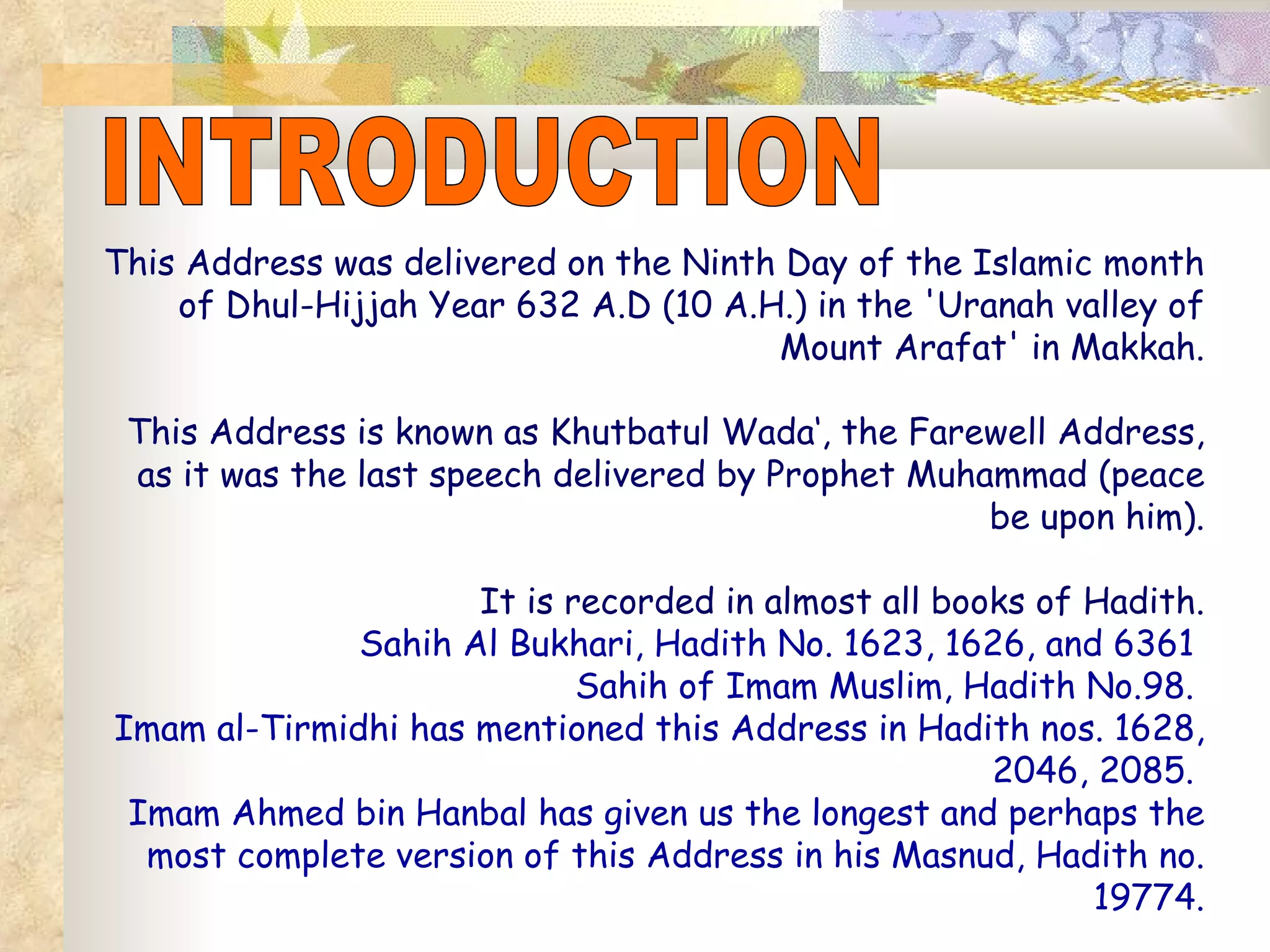 Prophet's Farewell, Islam | PPS