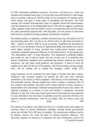 Book Review on PROPHET OF INNOVATION: JOSEPH SCHUMPETER AND CREATIVE ...