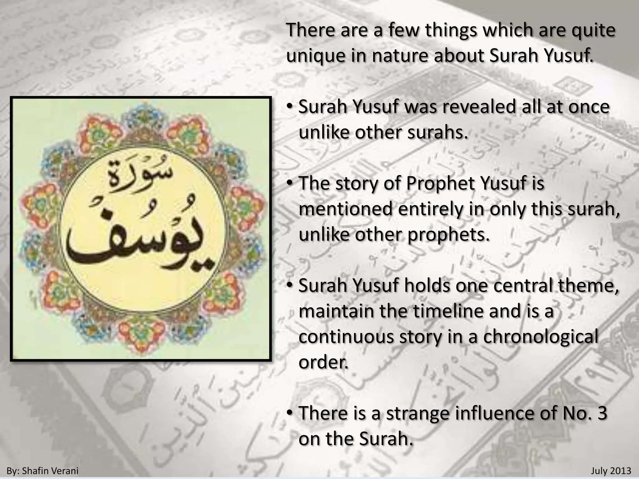 Story of Prophet Yusuf | PPTX | Islam | Religion & Spirituality