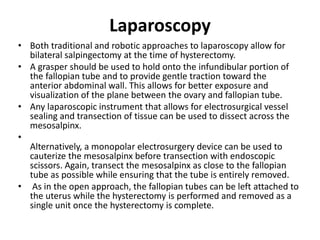 Prophylactic salpingectomy for reducing risk of ovarian cancer | PPTX