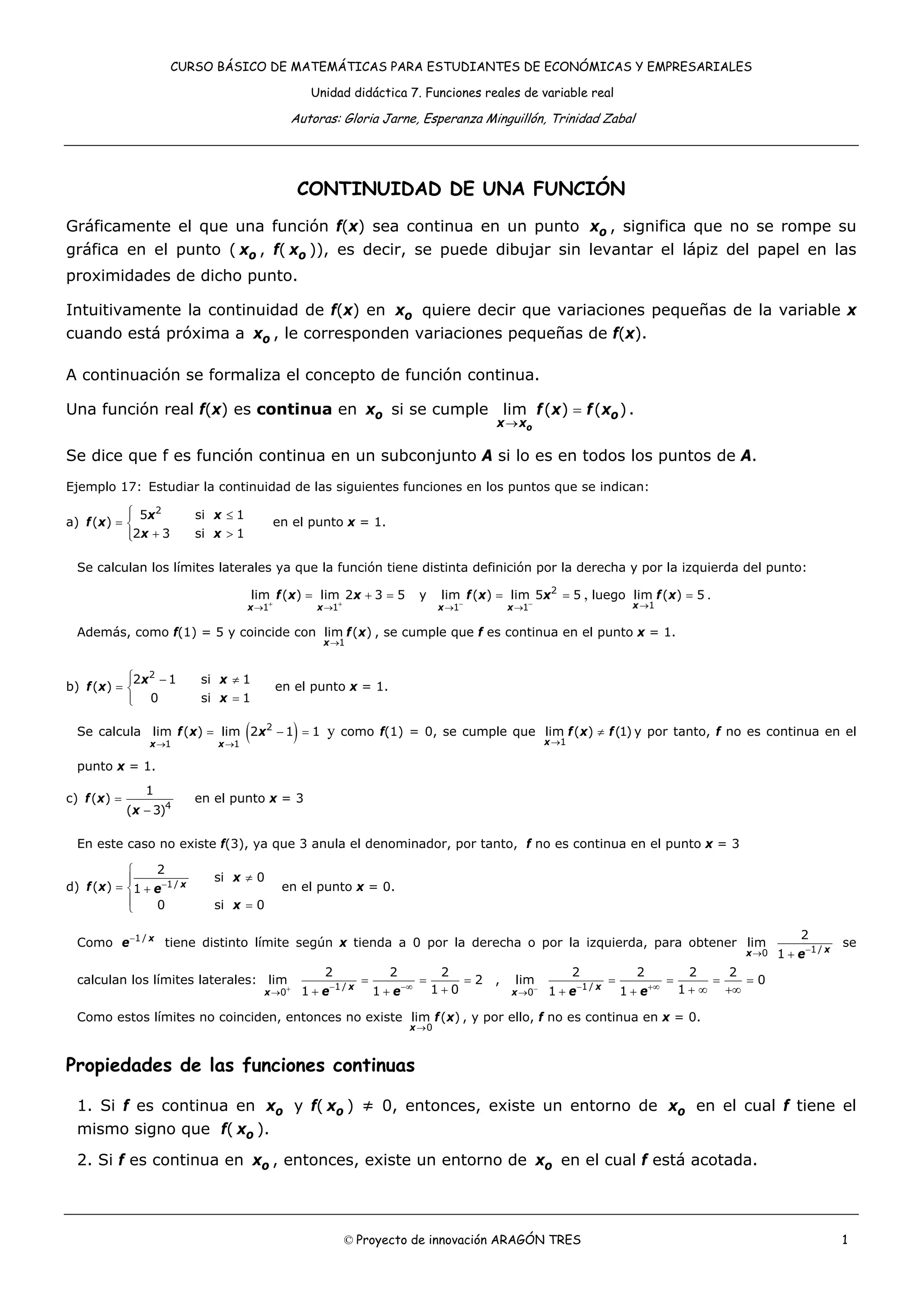 Propiedades de continuidad | PDF