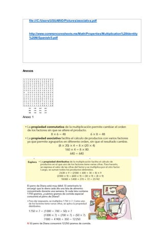 Propiedades de la multiplicacion | DOCX