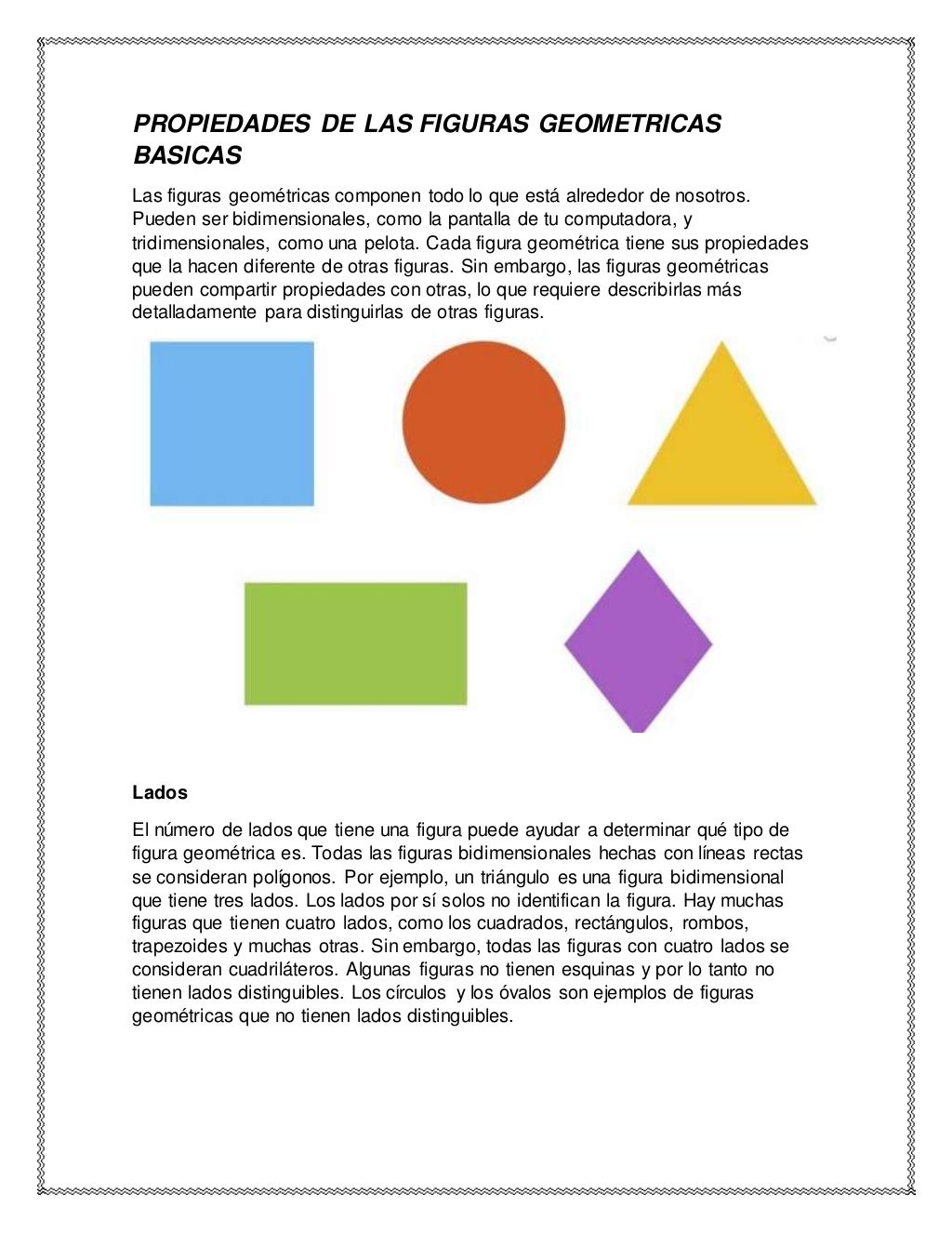 Propiedades de las figuras geométricas planas