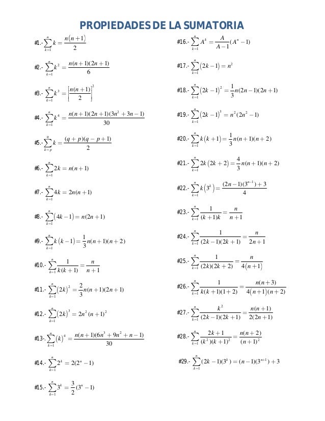 Propiedades de la sumatoria.