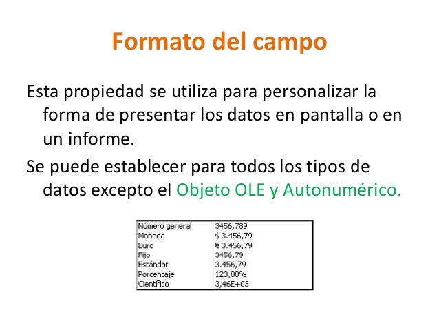 Propiedad de los campos en access