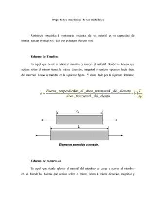 Propiedades mecánica de los materiales | DOCX