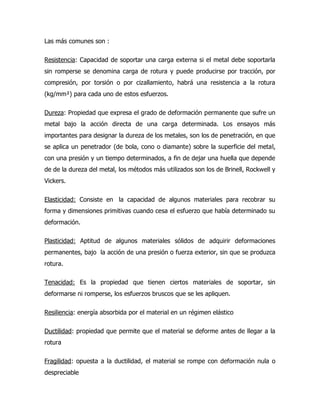 Propiedades mecánicas de los metales | PDF