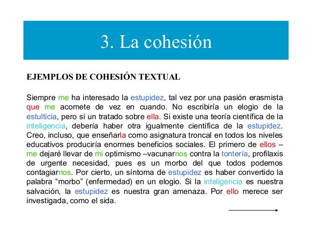 Ejemplos De Cohesion Textual