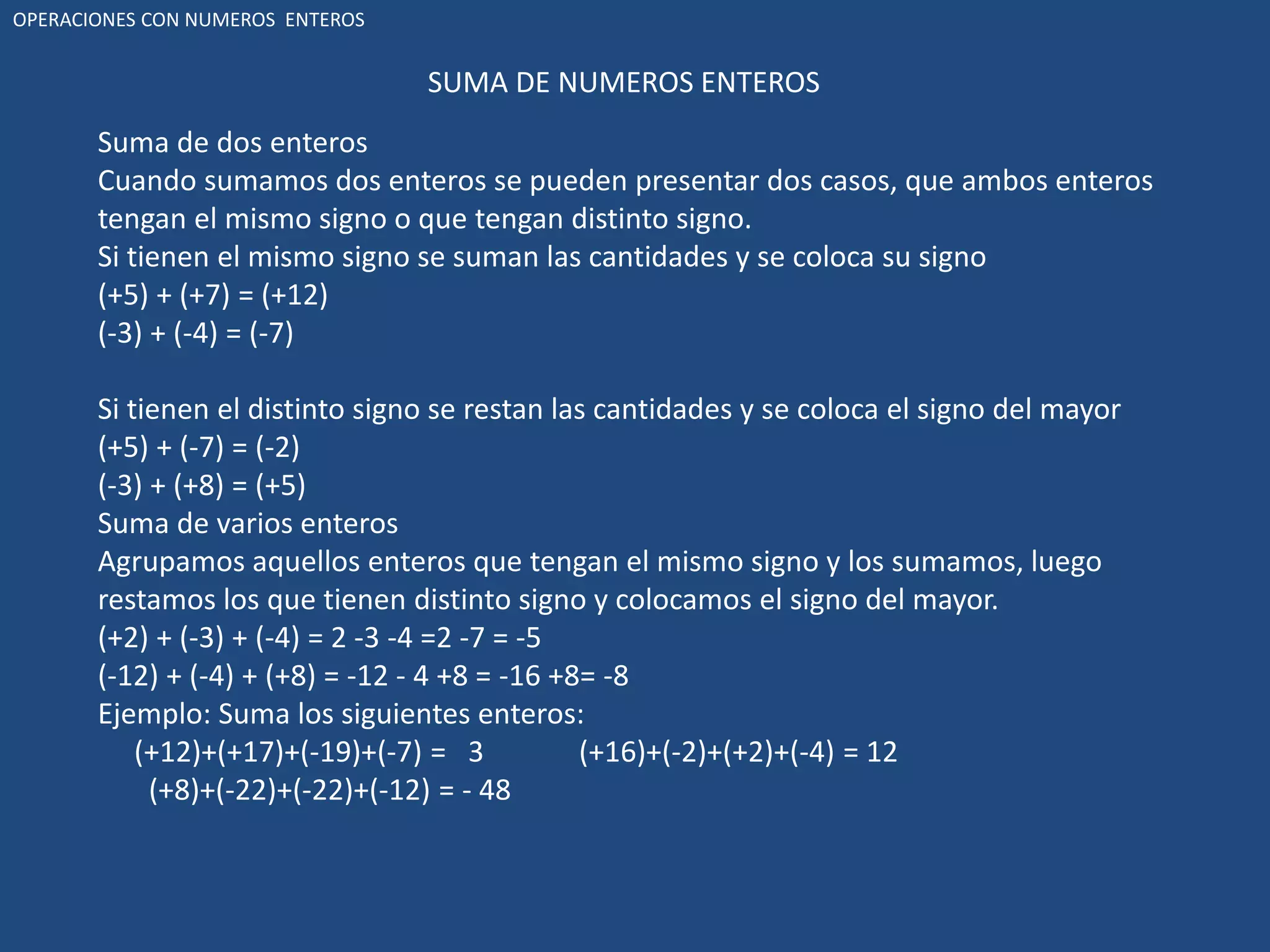 Propiedad y operaciones con numeros enteros | PPTX