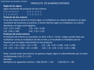Propiedad y operaciones con numeros enteros | PPTX