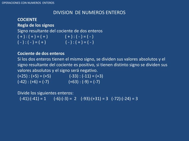 Propiedad y operaciones con numeros enteros | PPTX